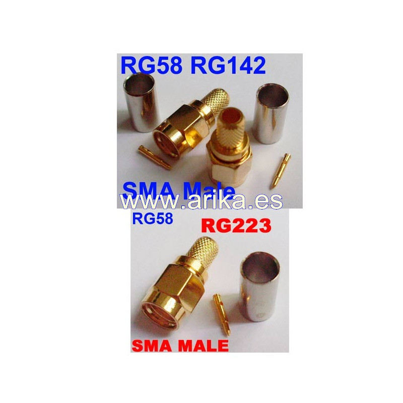 Conector SMA macho para cables RG59 y RG223