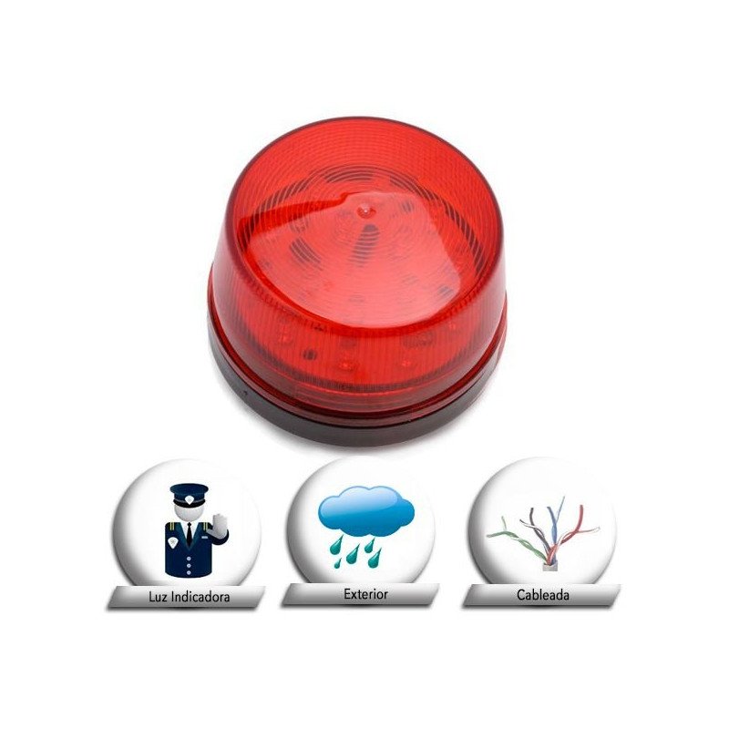 Luz roja LED para alarma con Strobe 12v