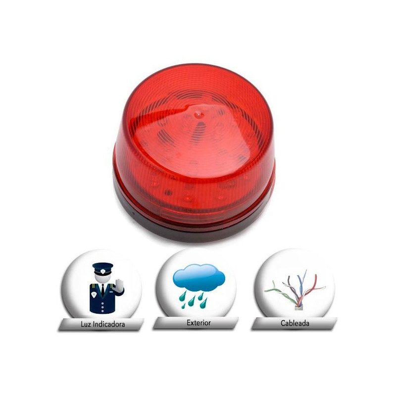 Luz roja LED para alarma con Strobe 12v